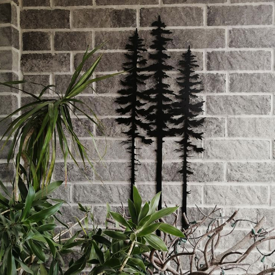 Three Metal Wall Art Pine Trees – PracticalArt