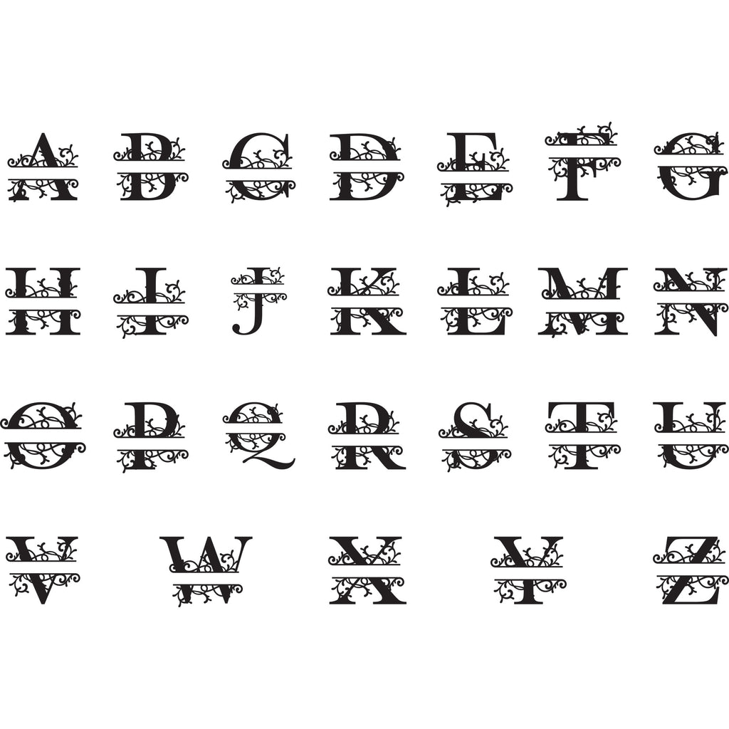 'A' Monogram - Personalized Split Letter Family Name Metal Wall Art ...