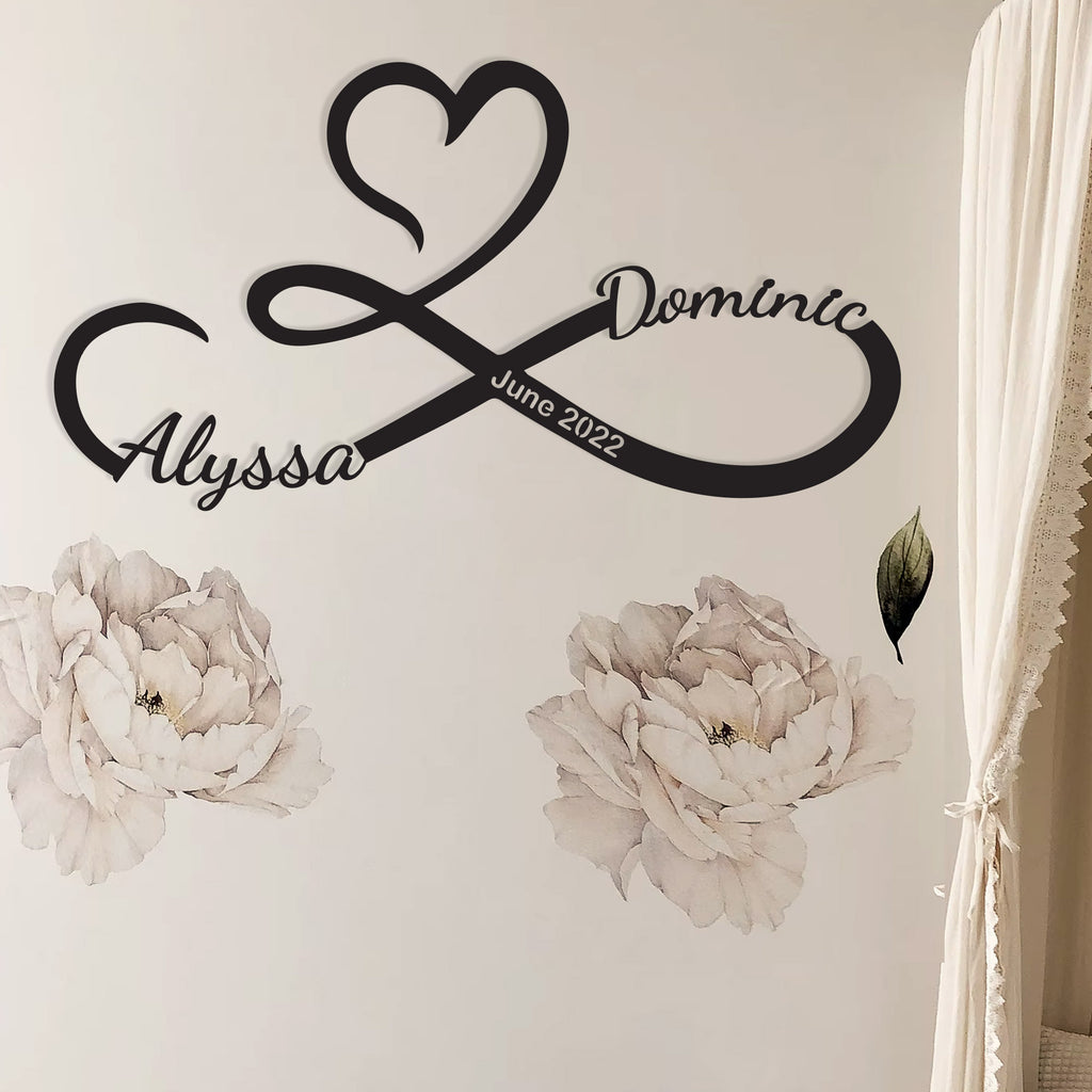 Infinity Symbol with heart metal sign, Personalized wedding gift idea ...