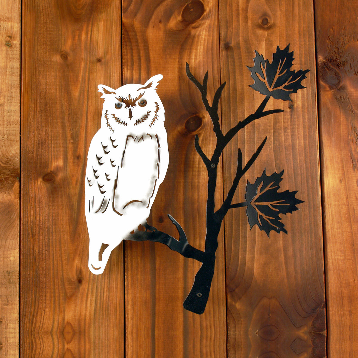 Metal Bird White Owl Outdoor Wall Décor | Practical Art – PracticalArt