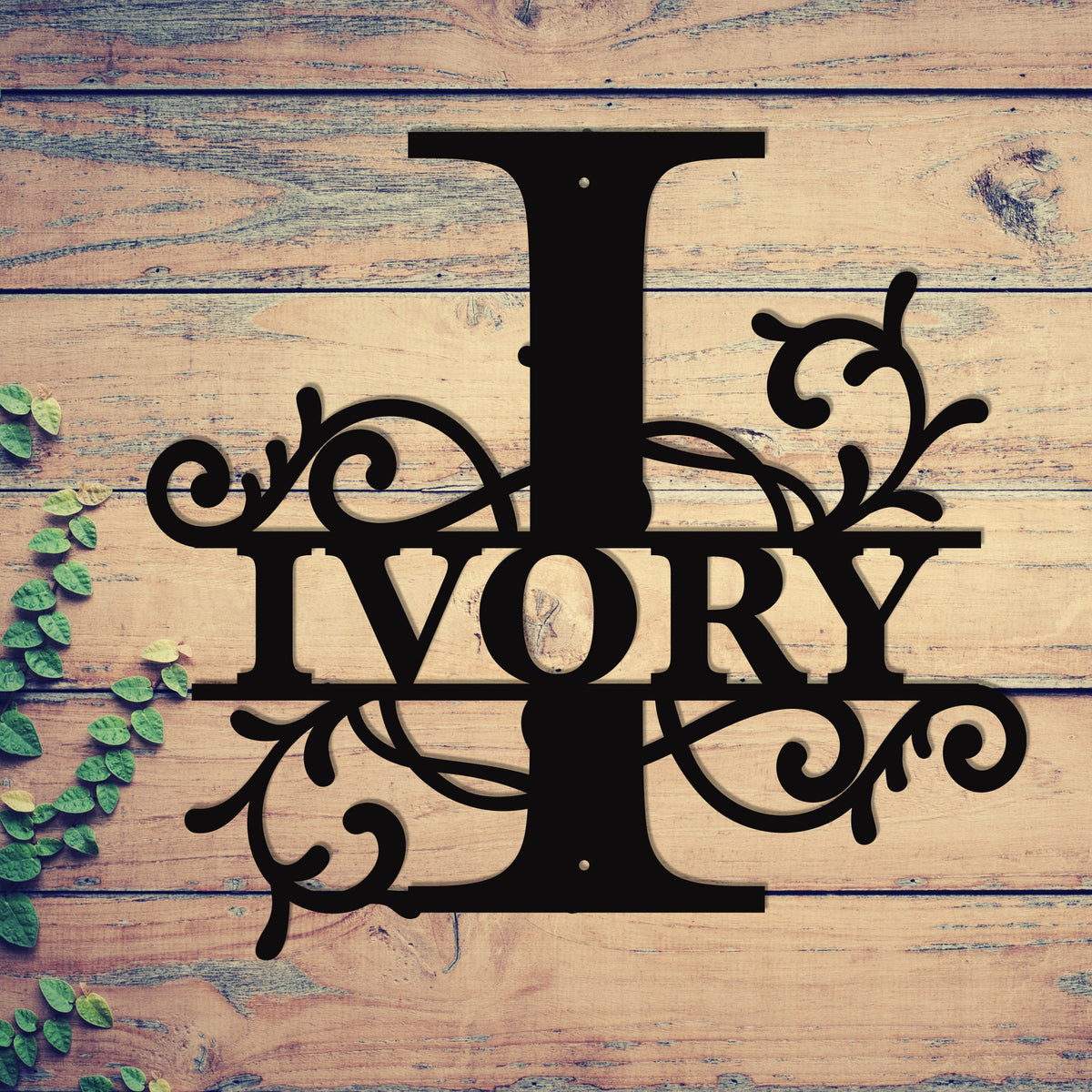 "I" Personalized Split Letter Monogram - Family Name Metal Wall Art ...