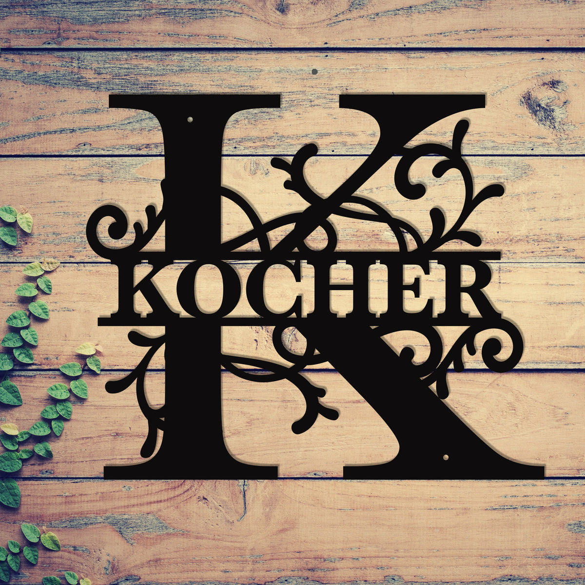 "K" Personalized Split Letter Monogram - Family Name Metal Wall Art ...