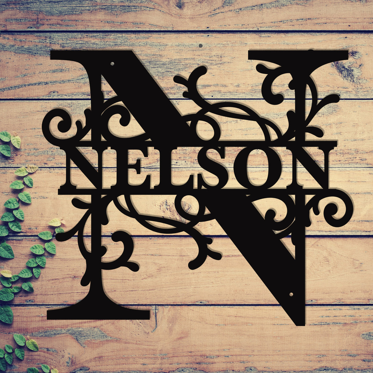 "N" Personalized Split Letter Monogram - Family Name Metal Wall Art ...