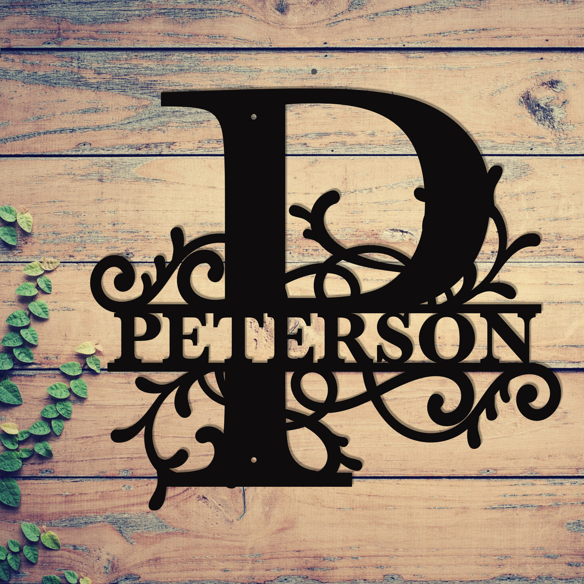"P" Personalized Split Letter Monogram - Family Name Metal Wall Art ...