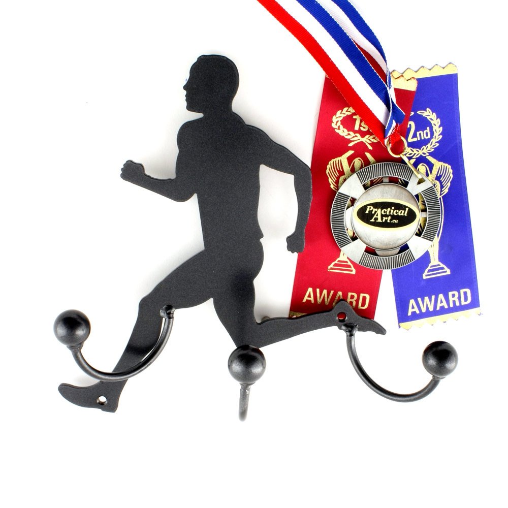 Medal Display Holder for Runner Male Metal Wall Art Silhouette Award H ...