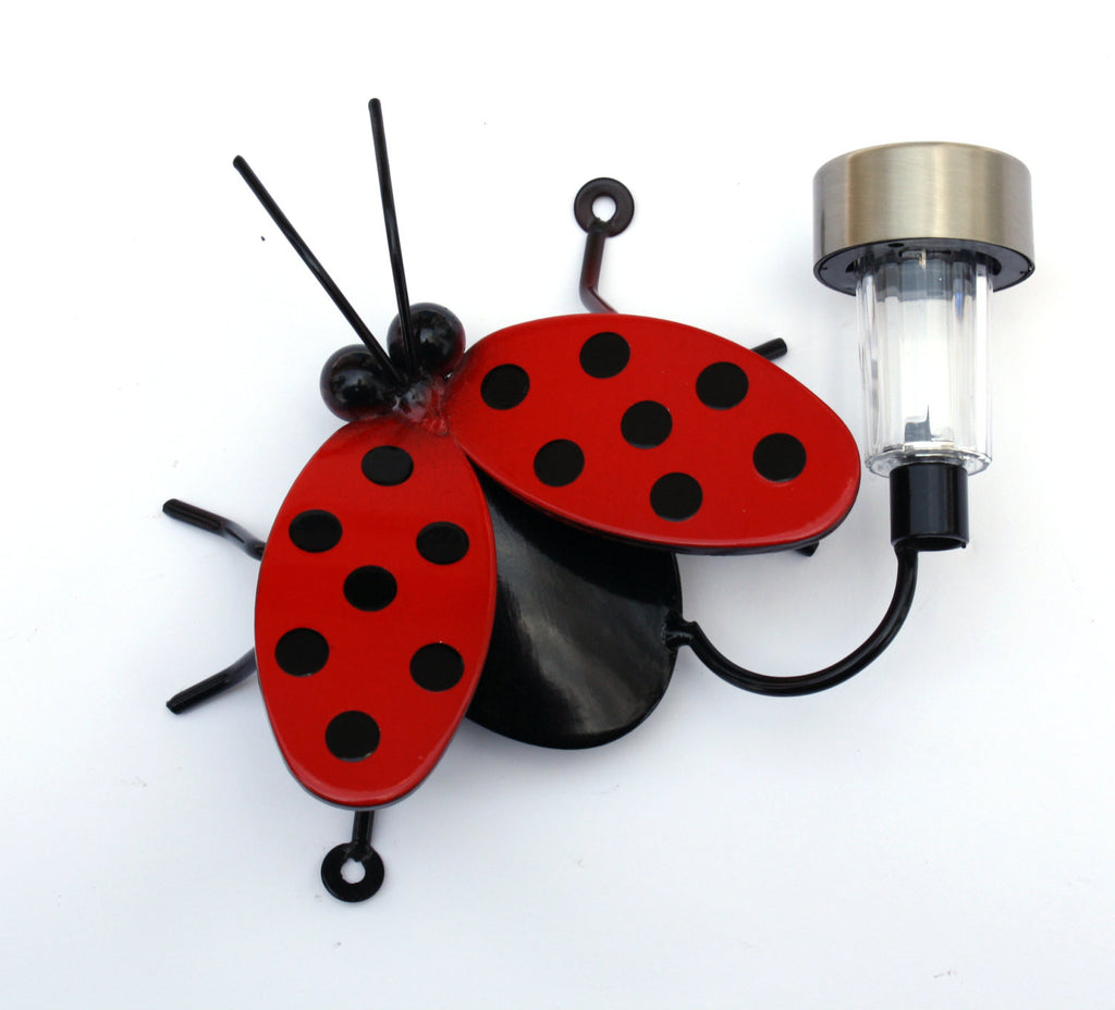 Ladybug Solar Light: Large Flying Metal Ladybugs For Fences And Walls ...